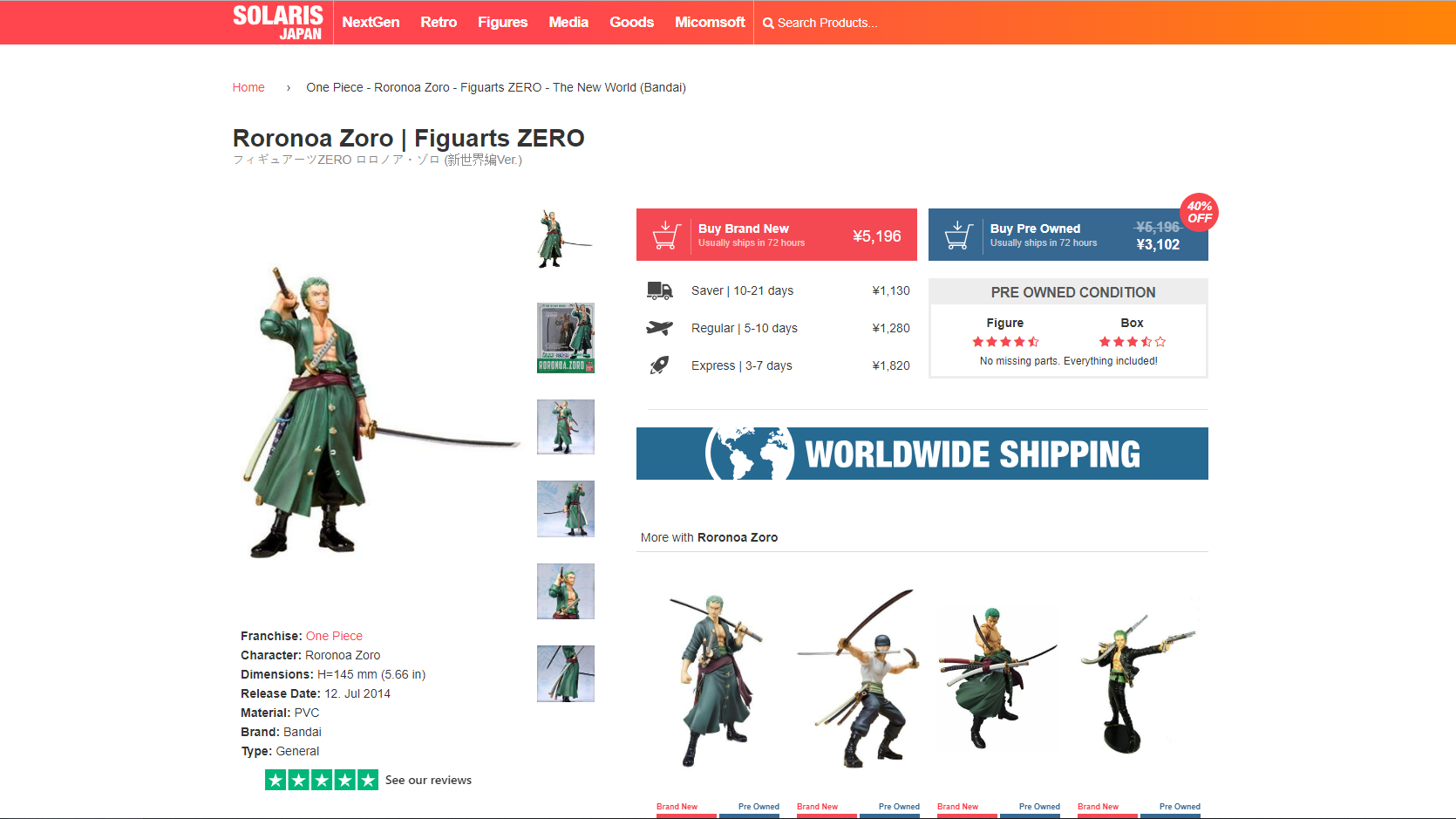 Bandai Figuarts ZERO: One Piece Roronoa Zoro figure | is-it-fake.com